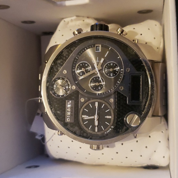 Diesel | Accessories | Diesel Mr Daddy Sba Silver Chronograph Dz722 Nwt ...